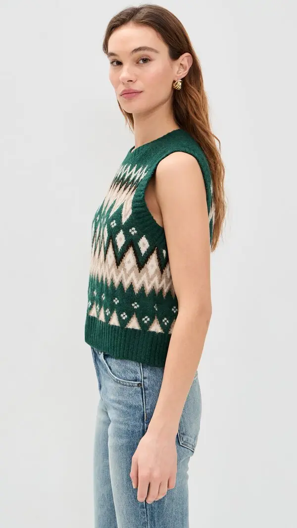 LE BOP Fair Isle Knit Vest - Everglade Multi