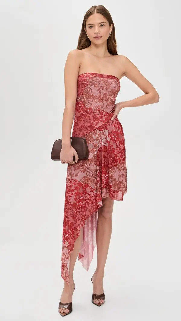 Misa Sofie Floral Lace Midi Dress