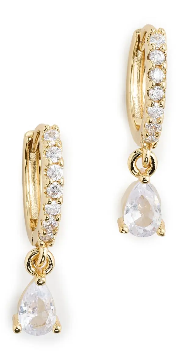 Alexa Leigh Teardrop Pave Crystal Earrings - Yellow Gold