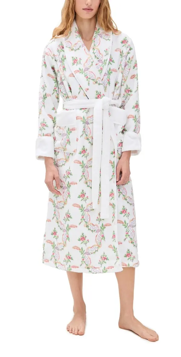 Hill House Home The Hotel Robe - Pink Ribbon Rose Ikat