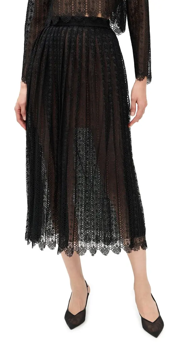 SELF-PORTRAIT Organza Lace Midi Skirt