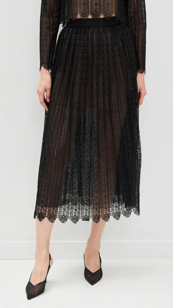 SELF-PORTRAIT Organza Lace Midi Skirt