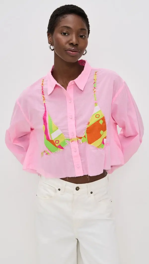 CONIGLIO PALM BEACH Cropped Cotton Button-down Shirt