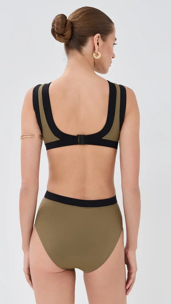 Staud Dolce One-piece Swimsuit - Thyme/black