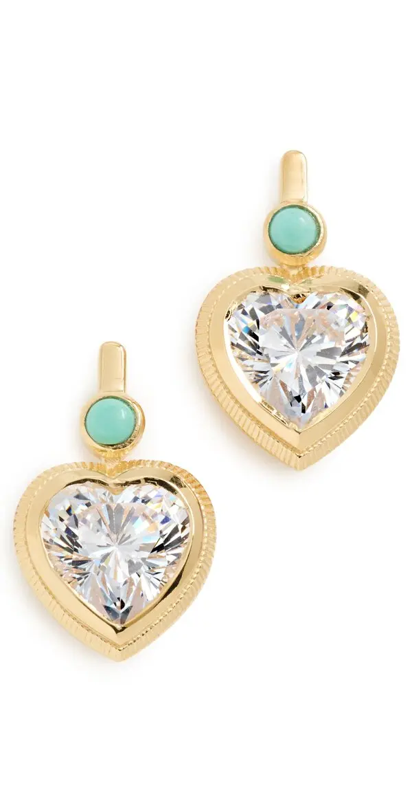 HART Bezel Heart Earrings With Turquoise - Gold/turquoise