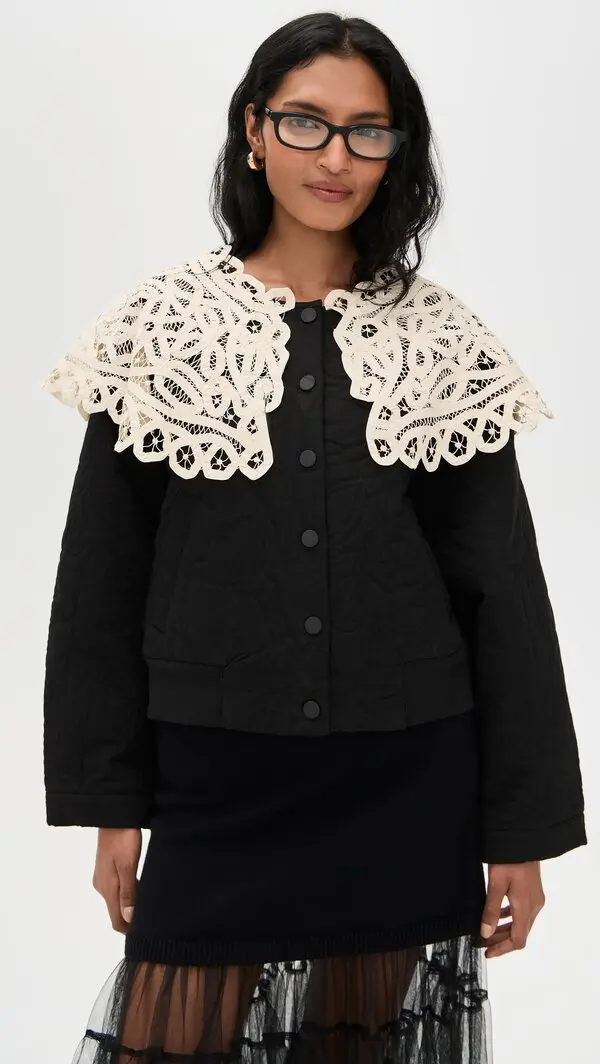 Sea Adelina Battenberg Lace Quilted Puffer Jacket