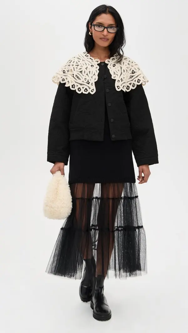 Sea Adelina Battenberg Lace Quilted Puffer Jacket