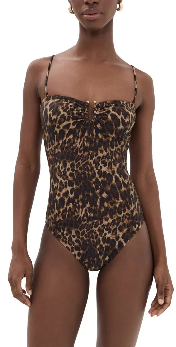 NILI LOTAN Leopard Print One Piece Bathing Suit - Vintage Leopard Print
