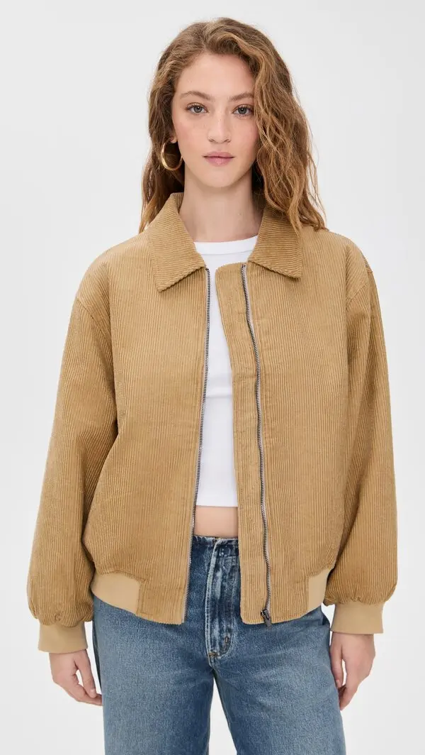 Lioness Cou Cou Corduroy Bomber Jacket - Latte