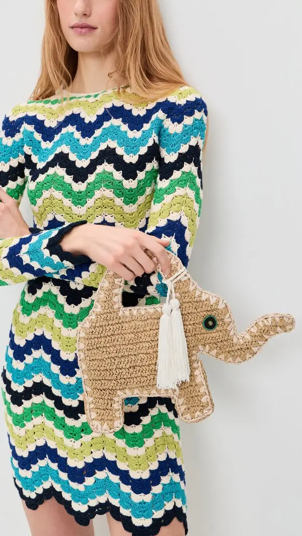 SIMONMILLER Elephant Raffia Bag