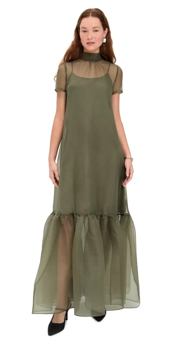 Staud Calluna Tiered Organza Maxi Dress