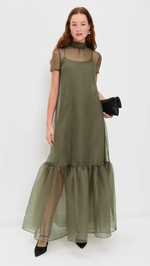 Staud Calluna Tiered Organza Maxi Dress