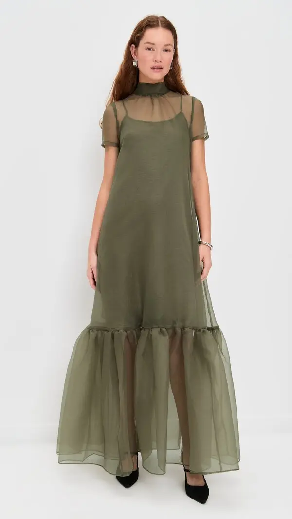Staud Calluna Tiered Organza Maxi Dress