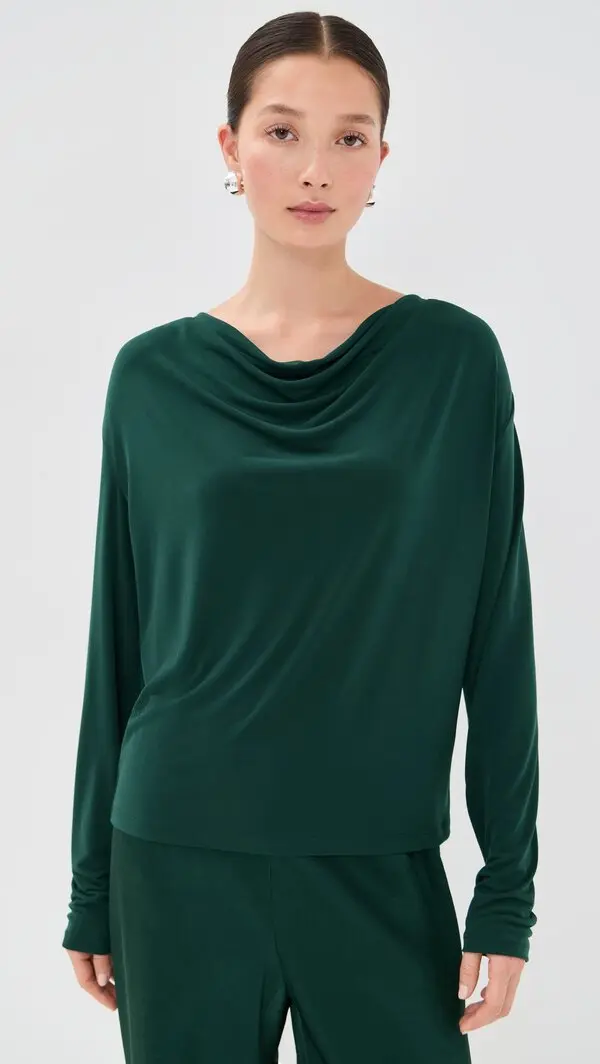 Vince Long Sleeve Cowl Neck Top - Juniper