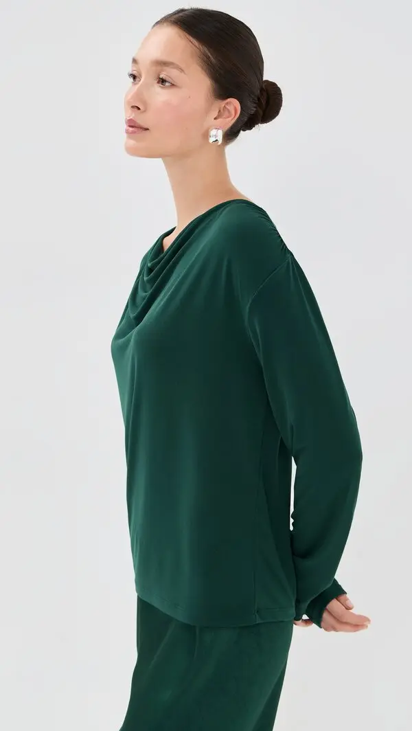 Vince Long Sleeve Cowl Neck Top - Juniper