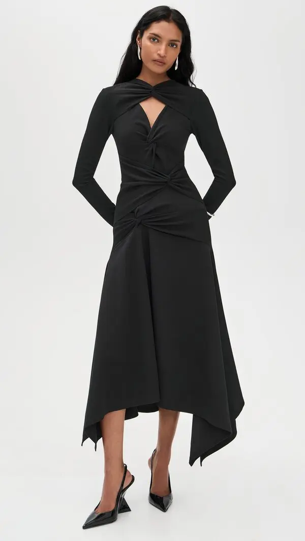 A POTTS Handkerchief Twist Midi Dress