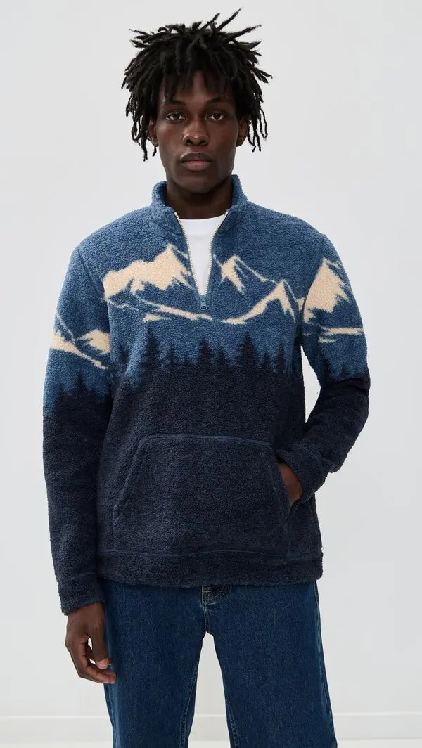 Marine Layer Faux Sherpa Quarter Zip Pullover