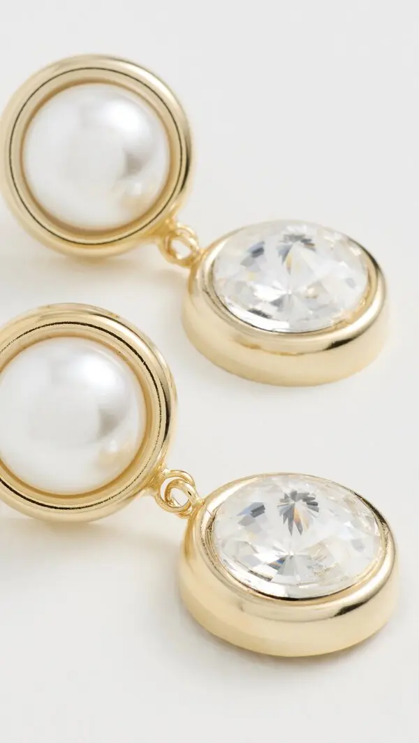 LELET NY Clare Crystal And Pearl Drop Earrings - Gold