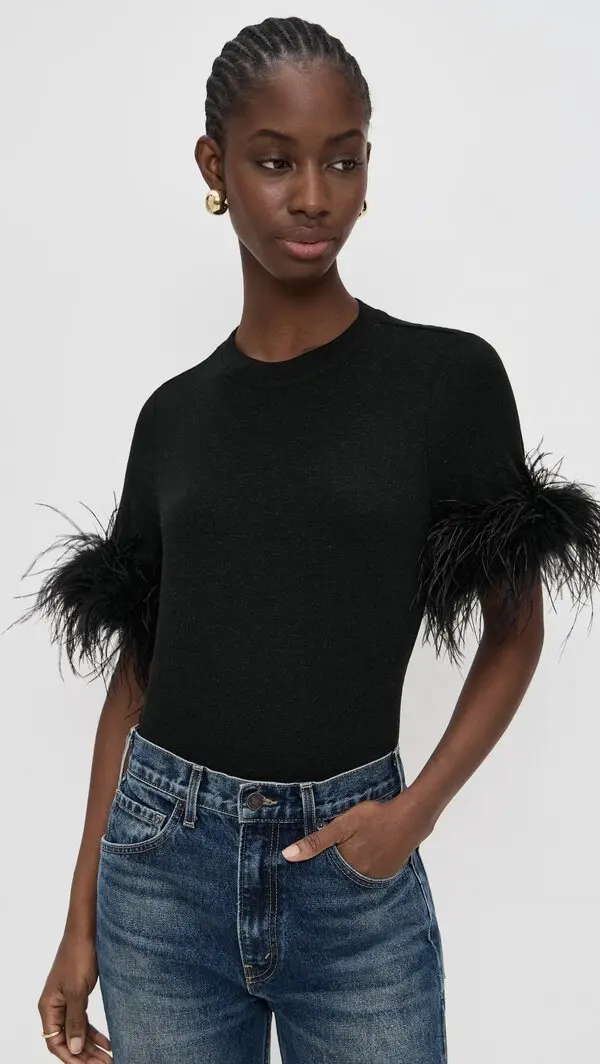 Saylor Feather Trim Top