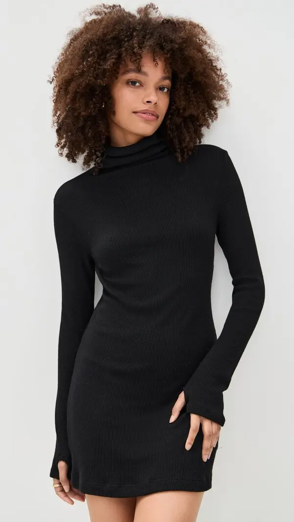 enza costa black dress Strappy Side Slit Dress