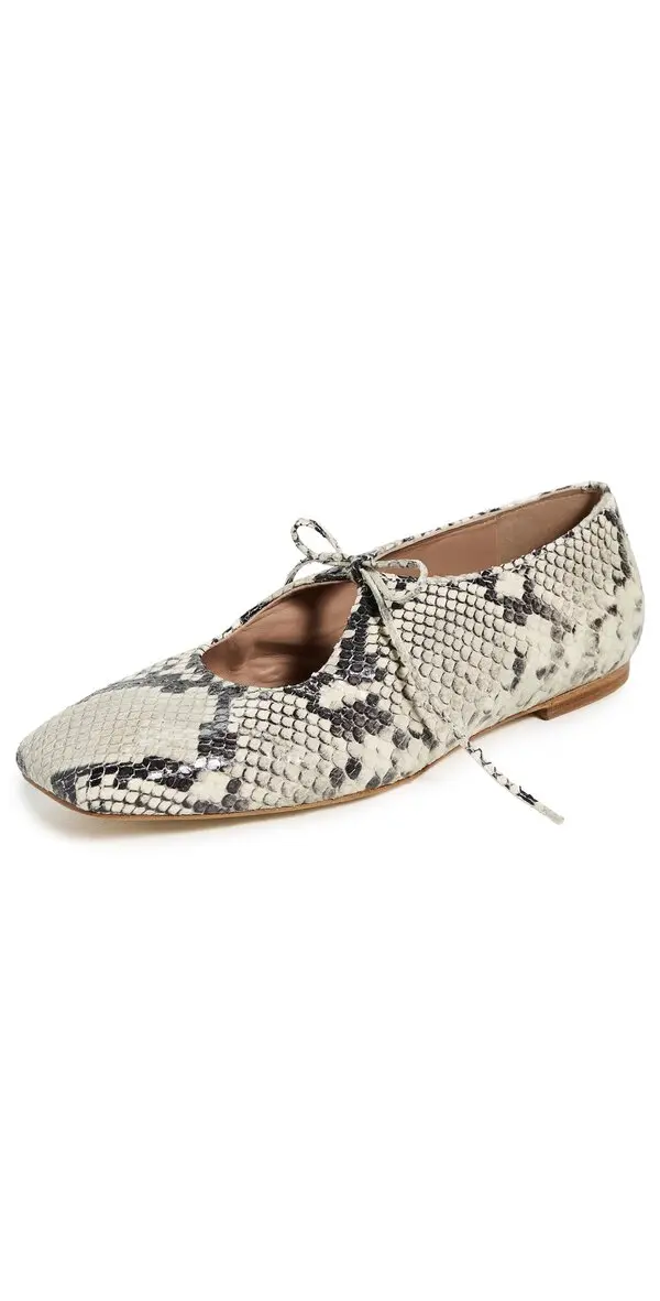 ANDREA GOMEZ Amelia Python Flats - Grey