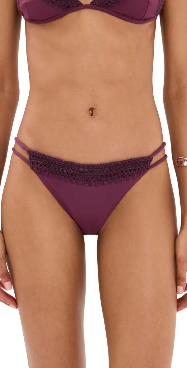 LESLIE AMON Garis Trim Bikini Bottom - Deep Red