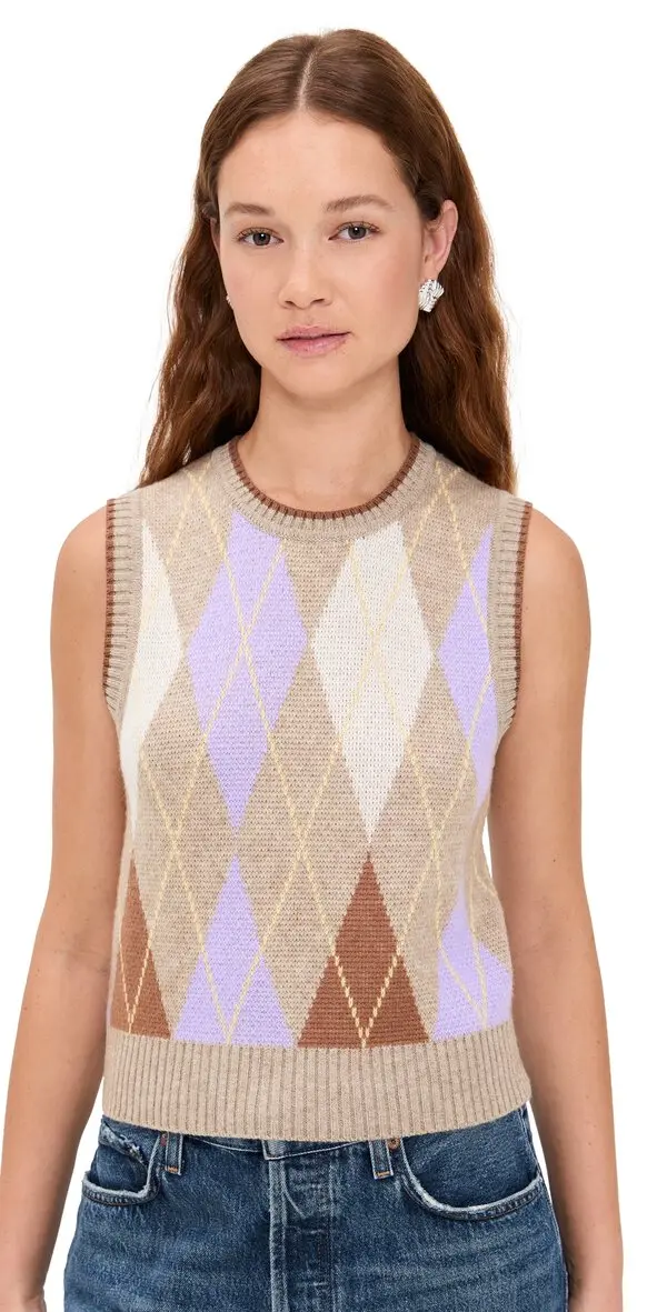 LE BOP Argyle Sweater Vest - Ivory Multi