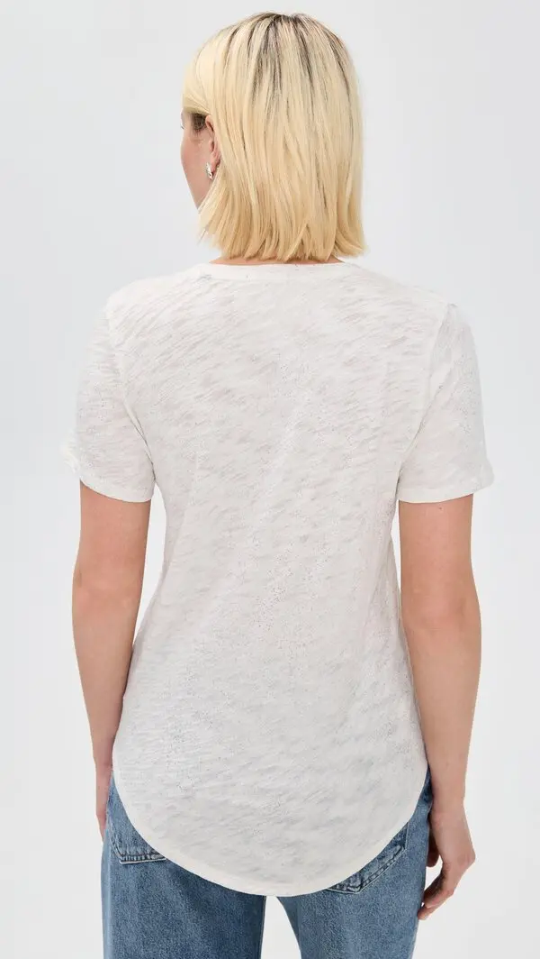 ATM Anthony Thomas Melillo Slub Jersey Classic V-neck Tee - Seashell/silver