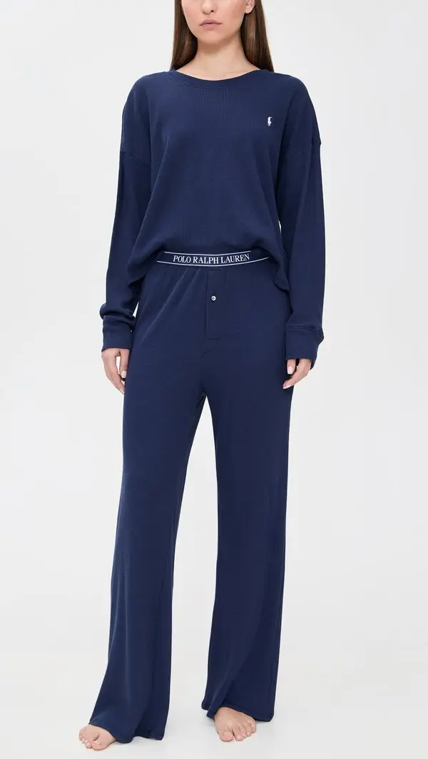 Polo Ralph Lauren Crew Neck Wide Leg Pants Pajama Set