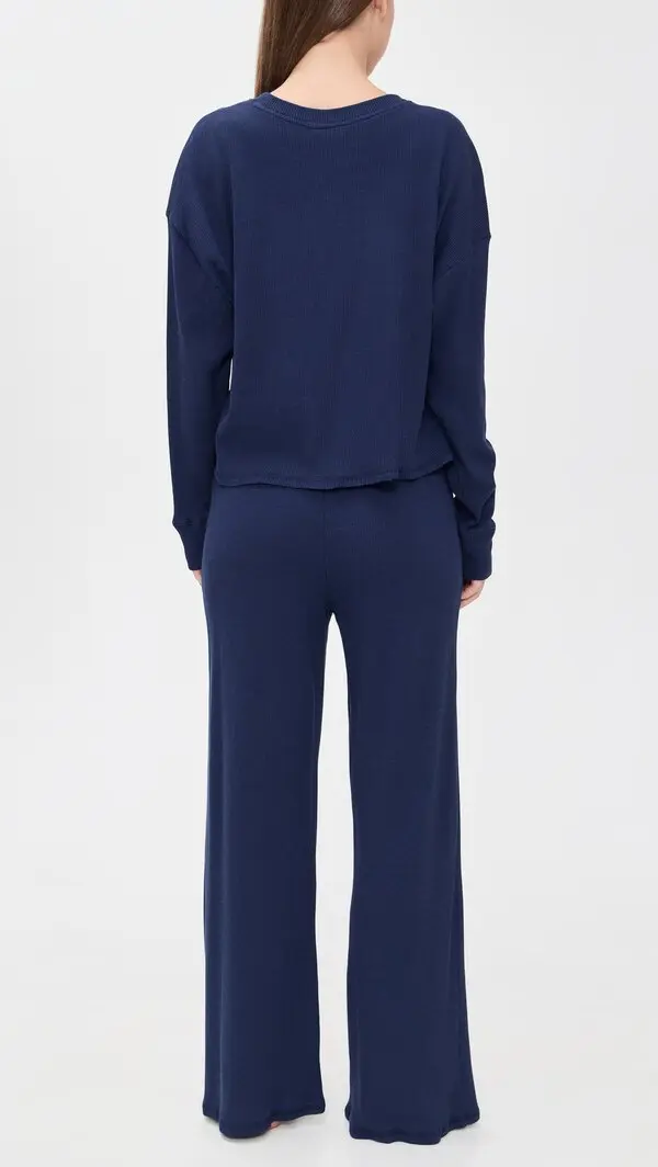 Polo Ralph Lauren Crew Neck Wide Leg Pants Pajama Set