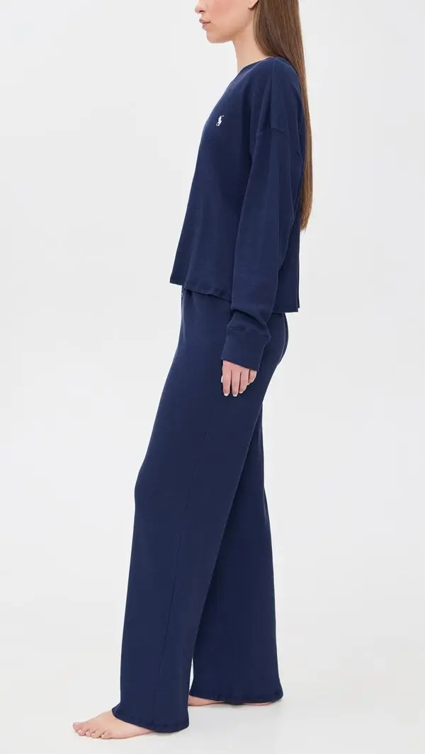 Polo Ralph Lauren Crew Neck Wide Leg Pants Pajama Set