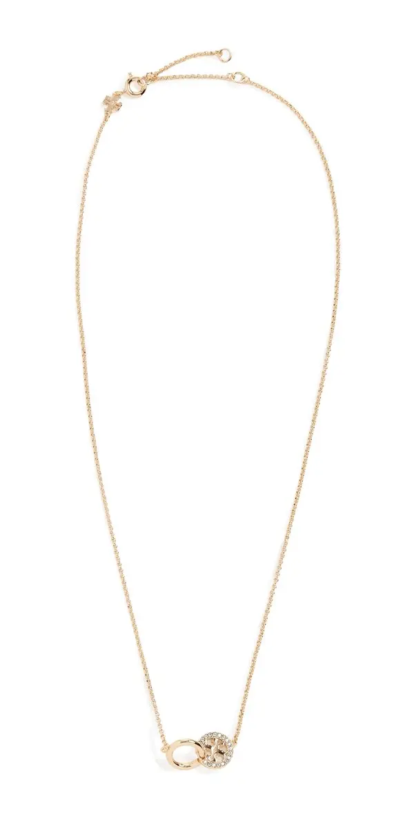Tory Burch Icon Pavé Interlocking Pendant Necklace - Tory Gold/crystal