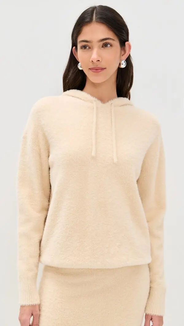 LE BOP Fuzzy Knit Hoodie - Oyster