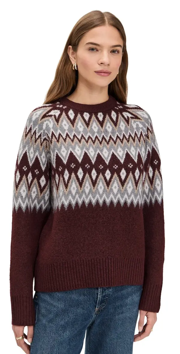 LE BOP Fair Isle Knit Pullover - Burgundy Multi