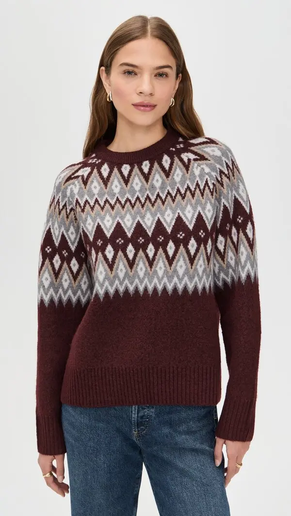 LE BOP Fair Isle Knit Pullover - Burgundy Multi