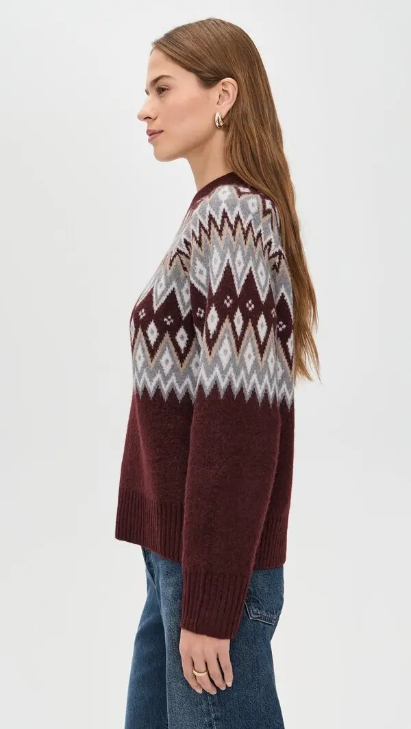 LE BOP Fair Isle Knit Pullover - Burgundy Multi