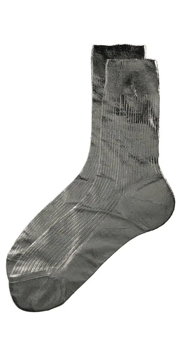 Maria La Rosa Ribbed Laminated Socks - Grey
