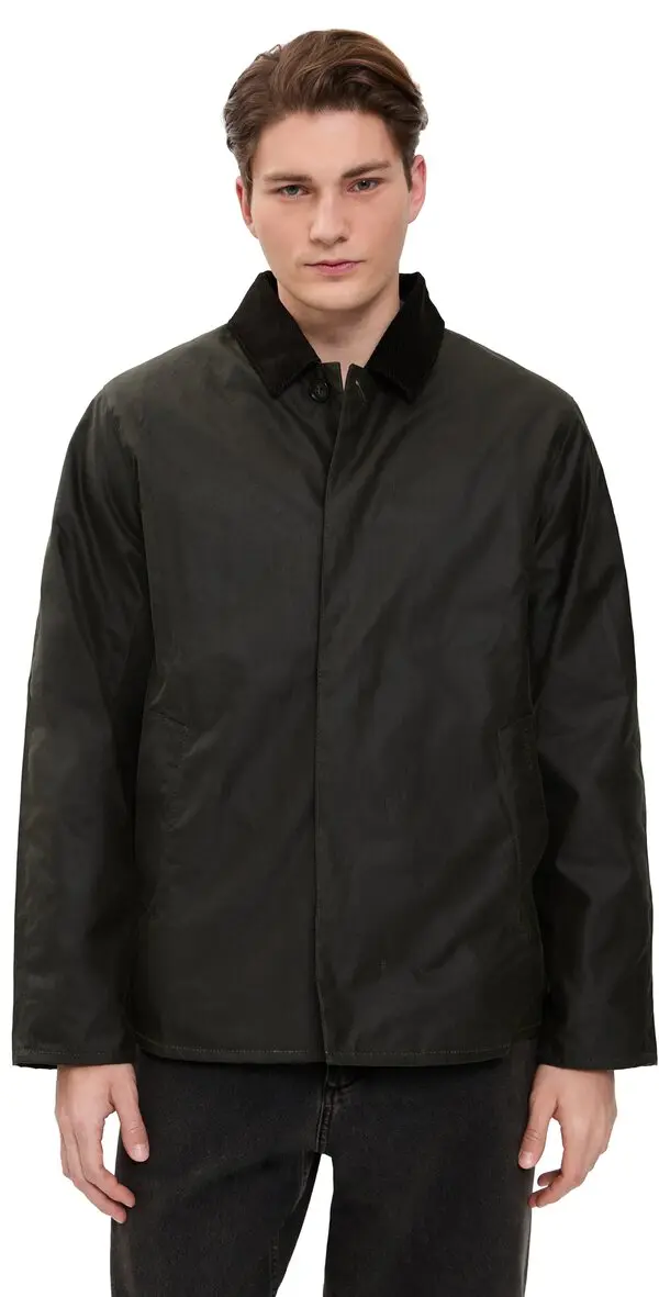 Barbour Short Lorden Wax Mac Jacket - Olive