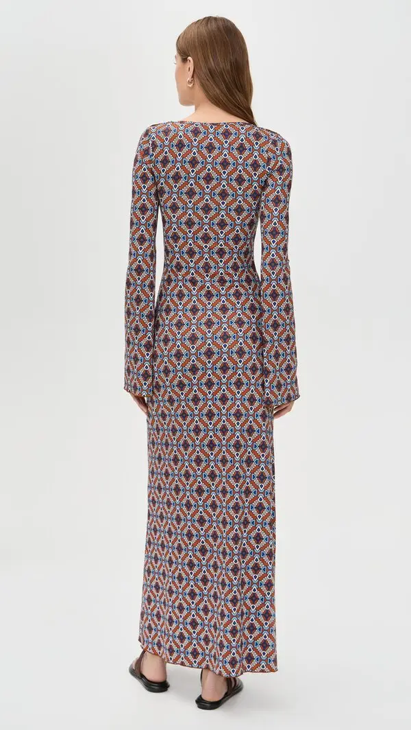 chinese dress ladies SIENNA Full Sleeve Chiffon Maxi Dress with Trail and Covered Button Back  Detail (Nude Chiffon) main image 0