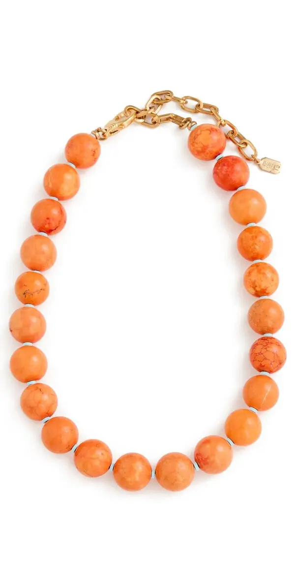 ELIZABETH COLE Sunka Dyed Howlite Necklace - Coral