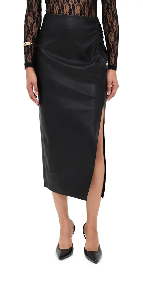 LE BOP Louisa Faux Leather Skirt - Black