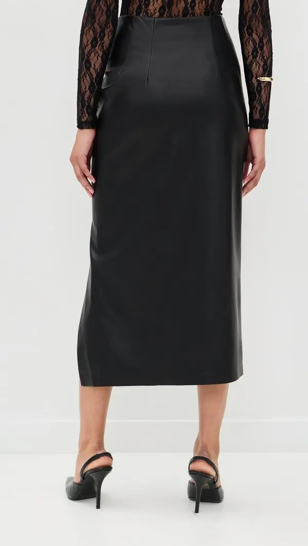 LE BOP Louisa Faux Leather Skirt - Black