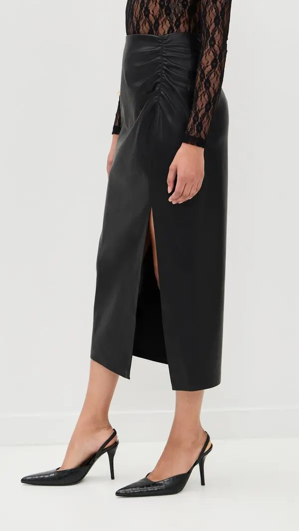 LE BOP Louisa Faux Leather Skirt - Black