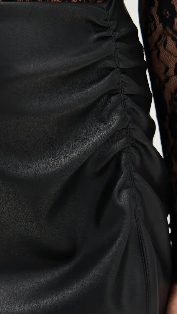 LE BOP Louisa Faux Leather Skirt - Black