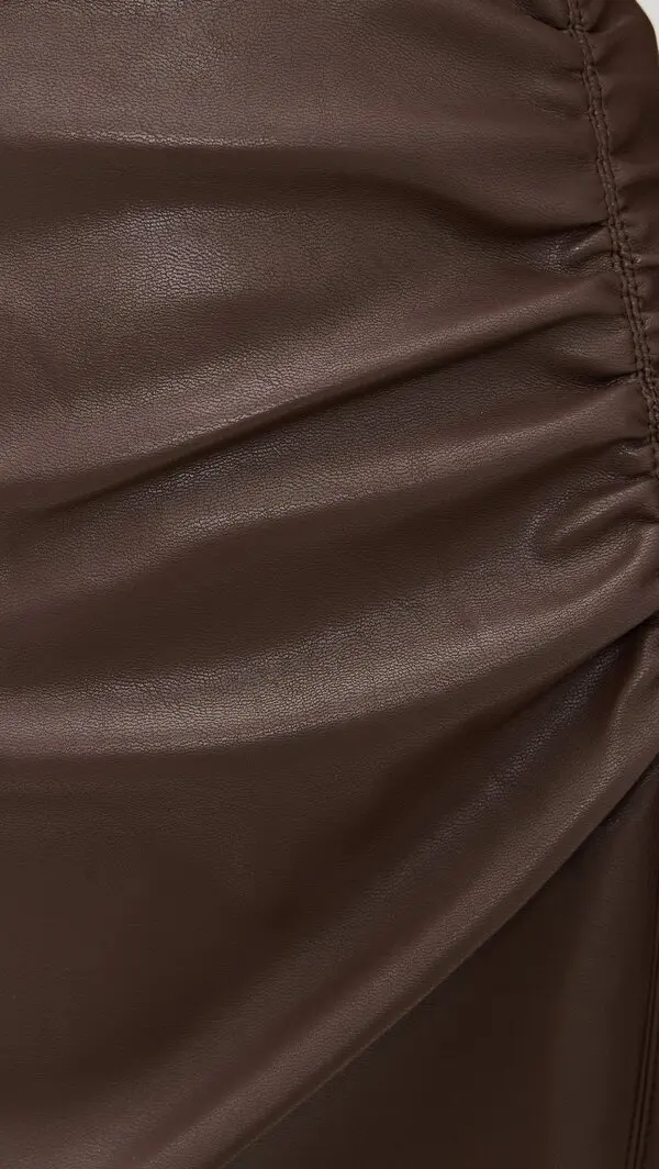 LE BOP Louisa Faux Leather Skirt - Coffee