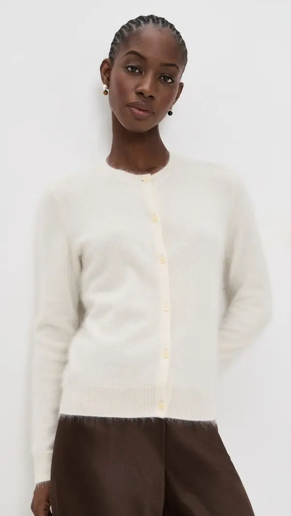 Theory Brushed Cashmere Cardigan - Ivory