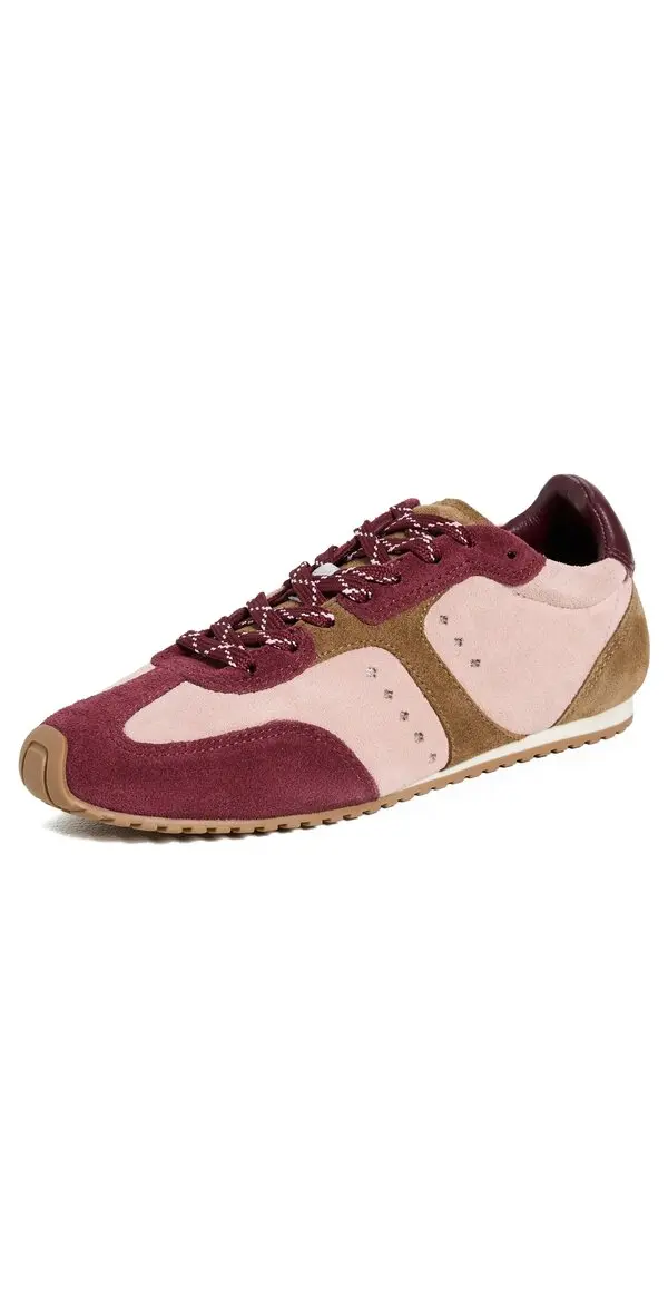 Larroude Stella Sneakers - Tulip/russet/wine Suede