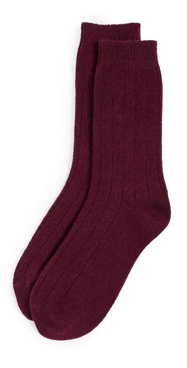 Nn07 Melange Wool Crew Socks - Wine Red