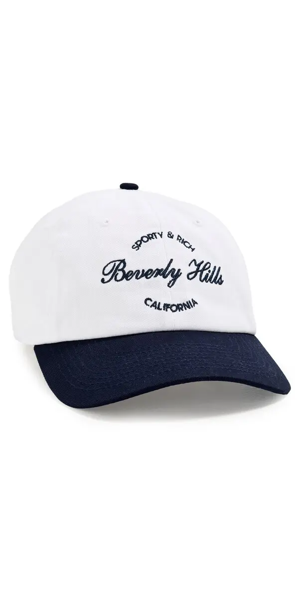 SPORTY & RICH Beverly Script Baseball Cap - White/dark Navy