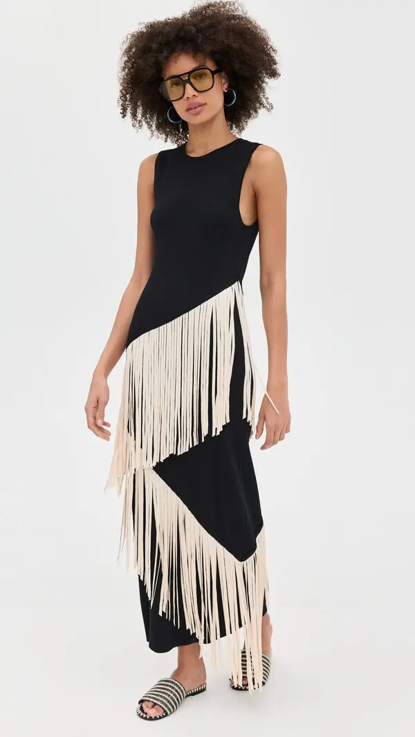 SIMONMILLER Spiral Knit Maxi Dress - Black/macadamia